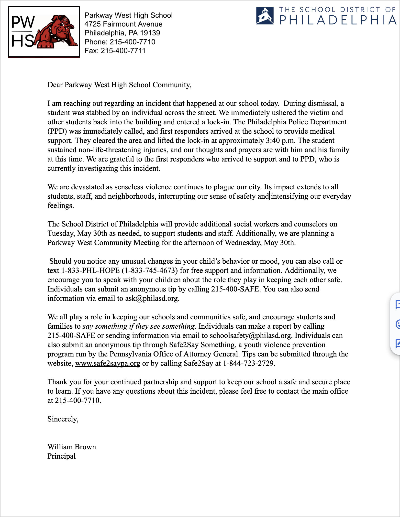 Parkway West High School – The School District of Philadelphia